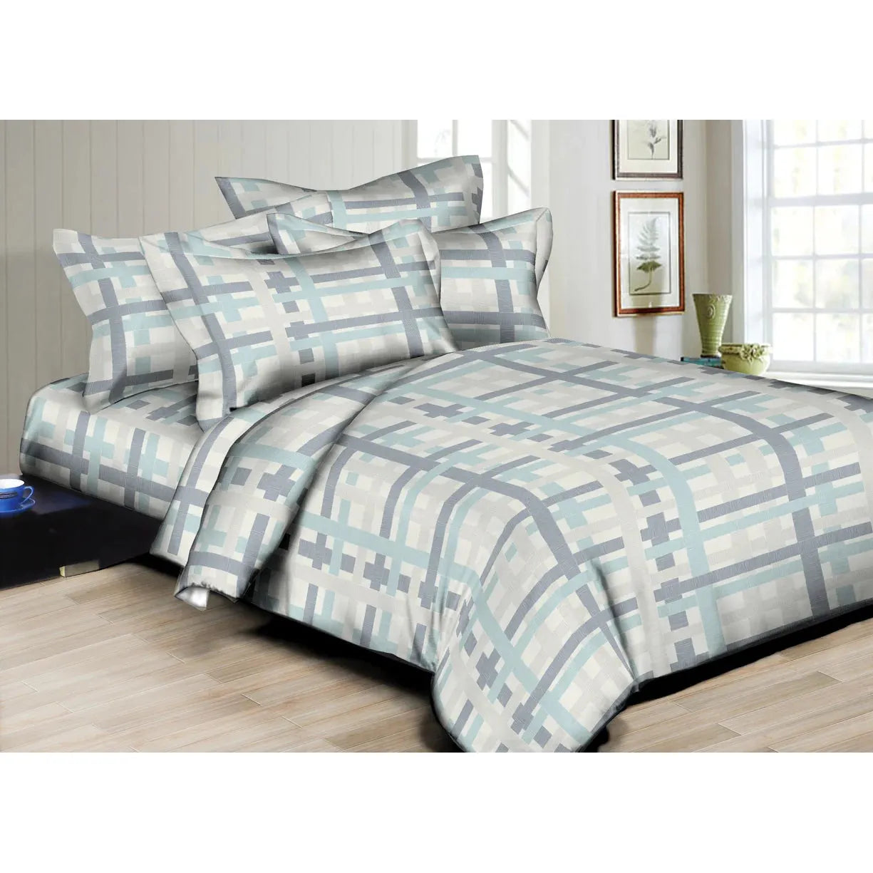 Interlocking Plaid Duvet Cover Bedding Set – Linen Loft